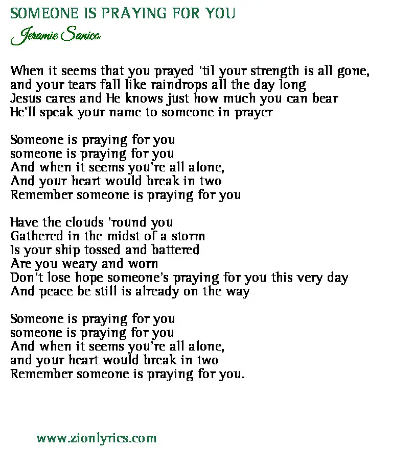 Someone is Praying For You Lyrics - Jeramie Sanico | ZionLyrics